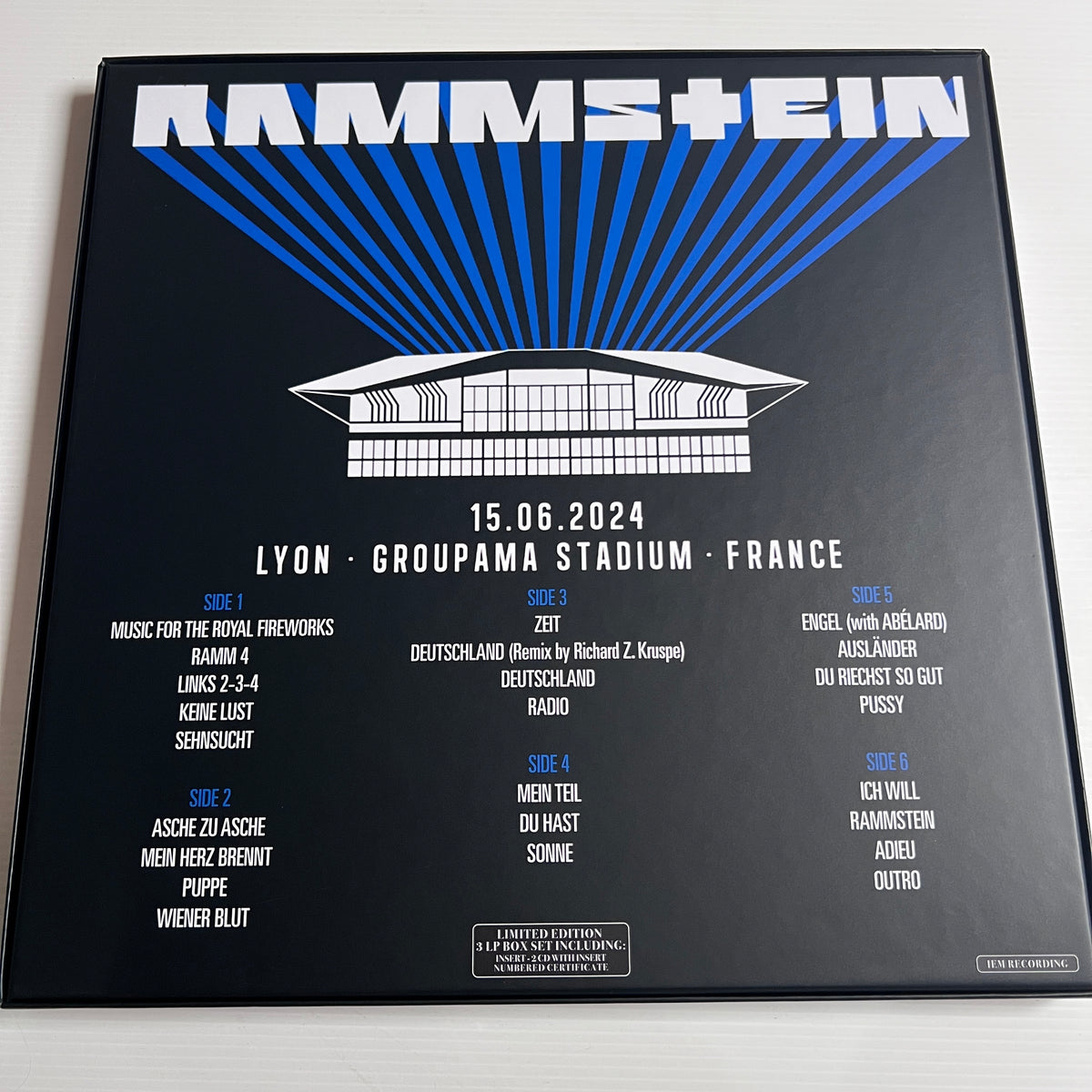 Rammstein - Lyon 2024 - rare limited BLUE vinyl 3LP + 2 CD box ...
